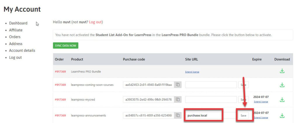 WooCommerce Add-on for LearnPress - Install and update Add-on via ...